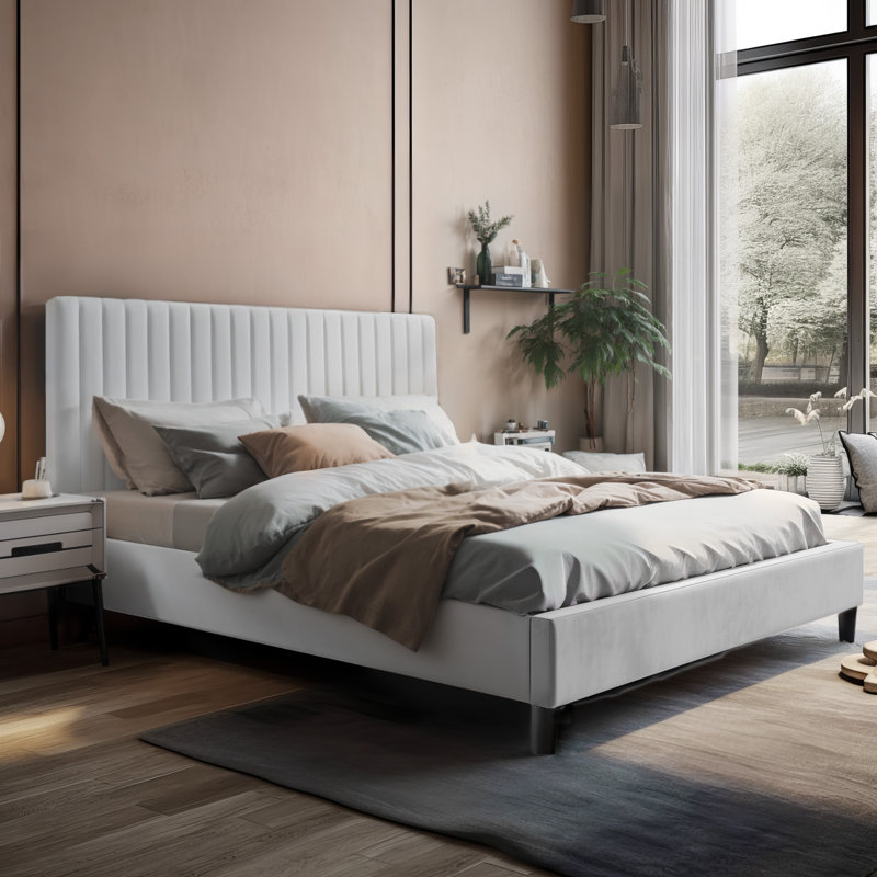 Willa Arlo Interiors Dunphy Upholstered Platform Bed with Adjustable Headboard & Reviews | Wayfair